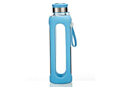 China Transparent Custom Unbreakable Glass Water Bottles With Sleeve Bpa free for sale