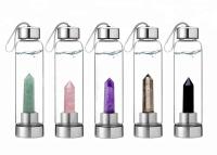 China Natural Crystal Energy Glass Water Bottle With Rope 500ml Customizable Logo for sale