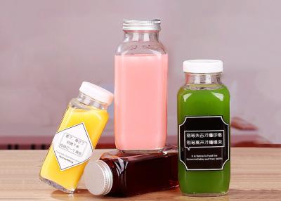 China Plastic Cap Square Glass Juice Bottles Strong Sealing Coffee Packing for sale