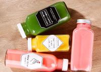China Plastic Cap Square Glass Juice Bottles Strong Sealing Coffee Packing for sale
