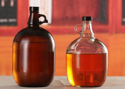 China Amber Glass Beer Growler 4L Capacity Large Beer Bottle Screw Top Lids for sale