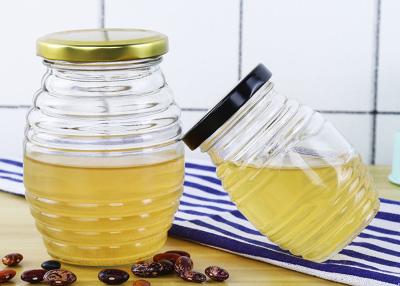 China Transparent Glass Honey Jars With Aluminum Lid Round Shape YF201901030 for sale