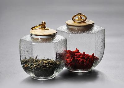 China Crystal Sealable Glass Bottles Wooden Healthy Lid Korean Style 390ml / 420ml Capacity for sale