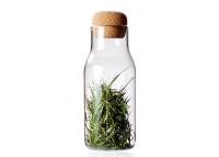 China High Borosilicate Glass Milk Bottles Soft Wooden Lid Round Shape FDA Certification for sale