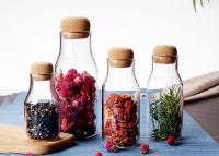 China High Borosilicate Glass Milk Bottles Soft Wooden Lid Round Shape FDA Certification for sale