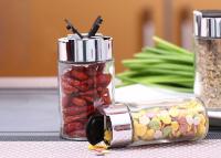 China High White Glass Empty Glass Jars Salt And Pepper Shakers Round Shape for sale