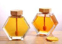 China Hexagon Empty 240ml 380ml Glass Honey Jars With Dipper Eco - Friendly for sale