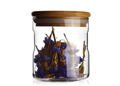 China Hexagon Shape Glass Bottle Jar Kitchen Storage With Bamboo Lid SGS Certification for sale