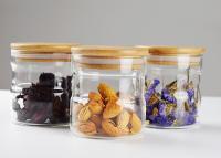 China Hexagon Shape Glass Bottle Jar Kitchen Storage With Bamboo Lid SGS Certification for sale
