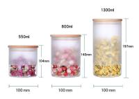 China Yf0903 Frosted Glass Jar For Food / Glass Storage Jar With Bamboo Lid for sale