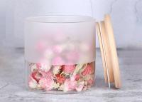 China Yf0903 Frosted Glass Jar For Food / Glass Storage Jar With Bamboo Lid for sale