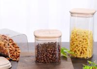 China Borosilicate Empty Glass Jars Large Glass Food Storage Container With Airtight Bamboo Lids 1000ml for sale