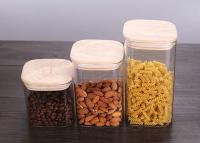 China Borosilicate Empty Glass Jars Large Glass Food Storage Container With Airtight Bamboo Lids 1000ml for sale