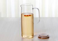 China High Borosilicate Heat Resistant Glass Jug Straight Body Pot Cold Water Cup With Bamboo Cover for sale