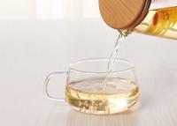 China High Borosilicate Heat Resistant Glass Jug Straight Body Pot Cold Water Cup With Bamboo Cover for sale