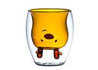China Household Double Layer Deer Personalized Glass Cup 240ml Capacity Customized Logo for sale