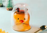 China Household Double Layer Deer Personalized Glass Cup 240ml Capacity Customized Logo for sale