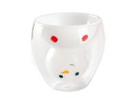 China Double Snowman Personalized Glass Cup Cute Animal Christmas Gift Eco - Friendly for sale