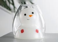 China Double Snowman Personalized Glass Cup Cute Animal Christmas Gift Eco - Friendly for sale