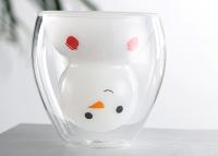 China Double Snowman Personalized Glass Cup Cute Animal Christmas Gift Eco - Friendly for sale