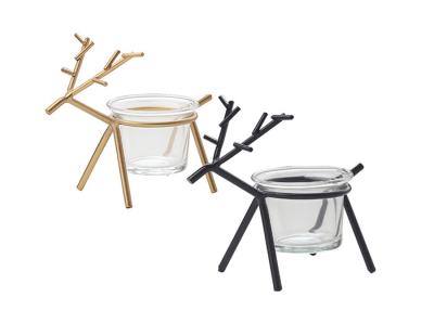 China Aromatherapy Modern Candle Holders Geometric Golden Deer Wrought Iron Candlestick Decoration for sale