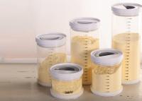 China Watertight Empty Glass Containers Heat Resistant Transparent Scaled Milk Powder Jar for sale
