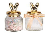 China Nordic Ceramic Plated Empty Glass Jars Christmas Decoration Box Round Shape for sale