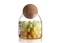 China Ball Cork Lid Borosilicate Glass Jar Unique Clear Storage 500ml 800ml 1200ml for sale
