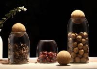China Ball Cork Lid Borosilicate Glass Jar Unique Clear Storage 500ml 800ml 1200ml for sale