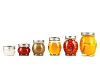 China Unique Round Glass Honey Jars With Aluminum Lid Transparent Color 100ml 280ml for sale