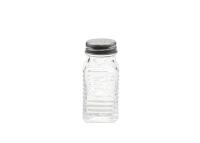 China Square Embossed Stripe Mini Glass Spice Jars Containers Shaker Lid For Seasoning for sale