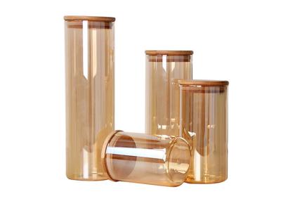 China 500ml 1000ml Empty Glass Jars High Borosilicate Storage With Airtight Bamboo Lid for sale