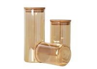 China 500ml 1000ml Empty Glass Jars High Borosilicate Storage With Airtight Bamboo Lid for sale