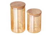 China 500ml 1000ml Empty Glass Jars High Borosilicate Storage With Airtight Bamboo Lid for sale