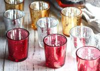 China Round Glass Cylinder Candle Holder Mercury Votive Candle Holders For Christmas for sale