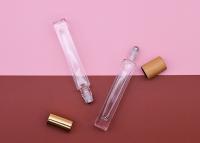 China Resist Falling Wood Lid Clear Cosmetic Glass Bottles Square Empty Perfume Vials 3 Oz for sale