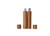 China Round 15ml Bamboo Glass Wooden Roller Bottles For Perfume Essential Oil for sale
