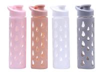 China Promotional Gift Reusable Borosilicate Glass Water Bottle Leak Proof BPA Free for sale