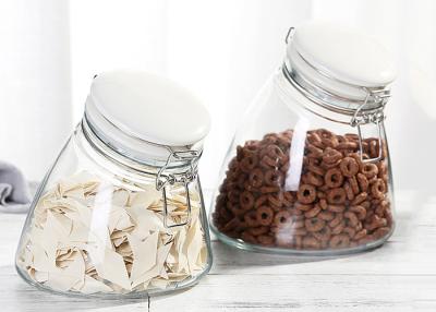 China Unique Candy Empty Glass Jars Food Storage Glass Jar With Airtight Ceramic Clip Lid 1000ml for sale