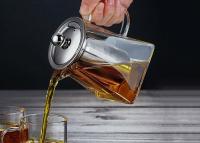 China Borosilicate Square Shape Pyrex Glass Teapot With Infuser Strainer Handmade for sale