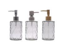 China Soap Empty Glass Jars 500ml Hand Sanitizer Bottle With Stainless Steel Pump for sale