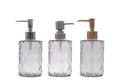 China Soap Empty Glass Jars 500ml Hand Sanitizer Bottle With Stainless Steel Pump for sale