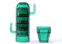 China Creative Water Drinking Glass Cup Green Cactus Shape Cup Set Eco - Friendly for sale