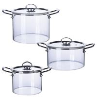 China Clear Double Ear Borosilicate Pyrex Glass Cooking Pots for sale