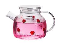 China Capacity 1000ml 1600ml Borosilicate Heat Resistant Glass Teapot for sale