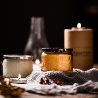China Custom Packaging Dia 7.3cm Frosted Glass Candle Cups for sale