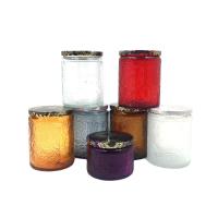 China Custom Packaging Dia 7.3cm Frosted Glass Candle Cups for sale