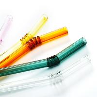 China Curved Reusable Borosilicate Bent Glass Straws for sale