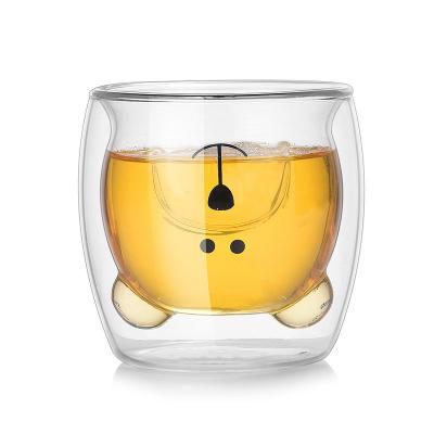 China Bear Double Thermostable 270ml Personalized Glass Beer Mugs for sale