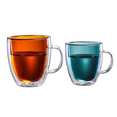 China Cylinder 375ml 475ml Double Coke Personalized Glass Cup for sale